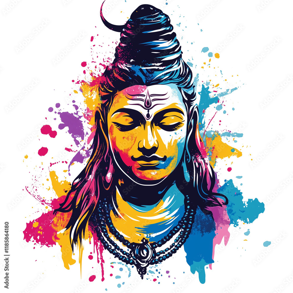 Lord Shiva face design with paint splash on Transparent background, PNG ...