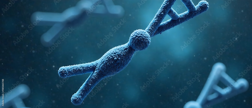 Chromosome crossover during meiosis depicted in a highly stylized image ...