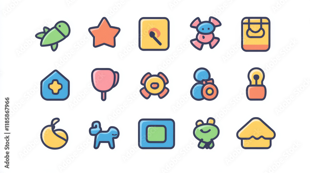 Kids age restriction cartoon icons, kids age plus for child game labels ...