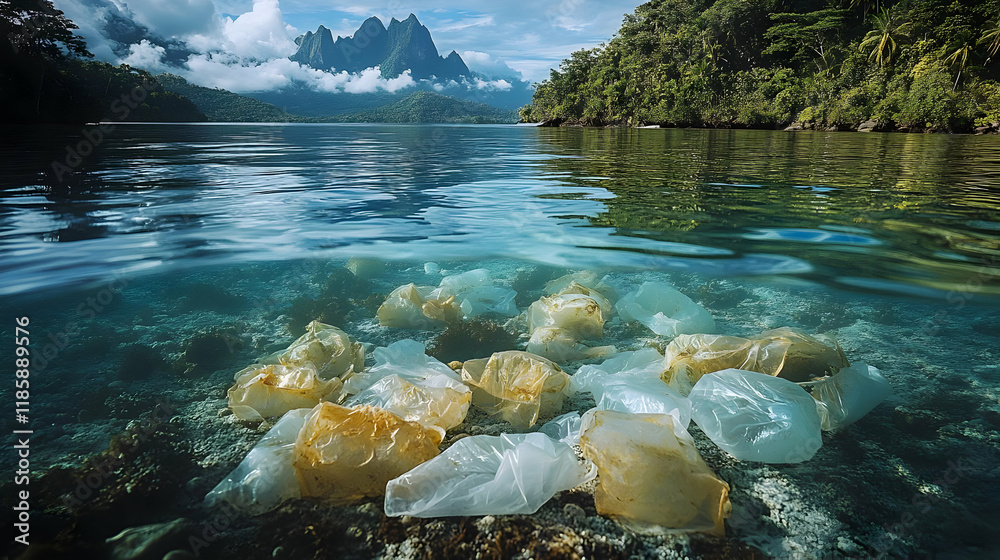 Plastic Pollution Harms Ocean Ecosystems Severely Stock Illustration ...