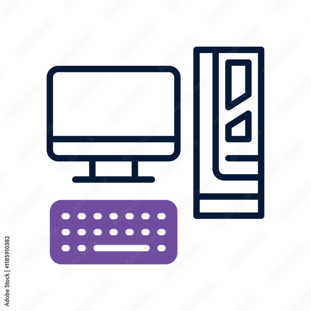 gaming pc icon. vector dual tone icon for your website, mobile ...