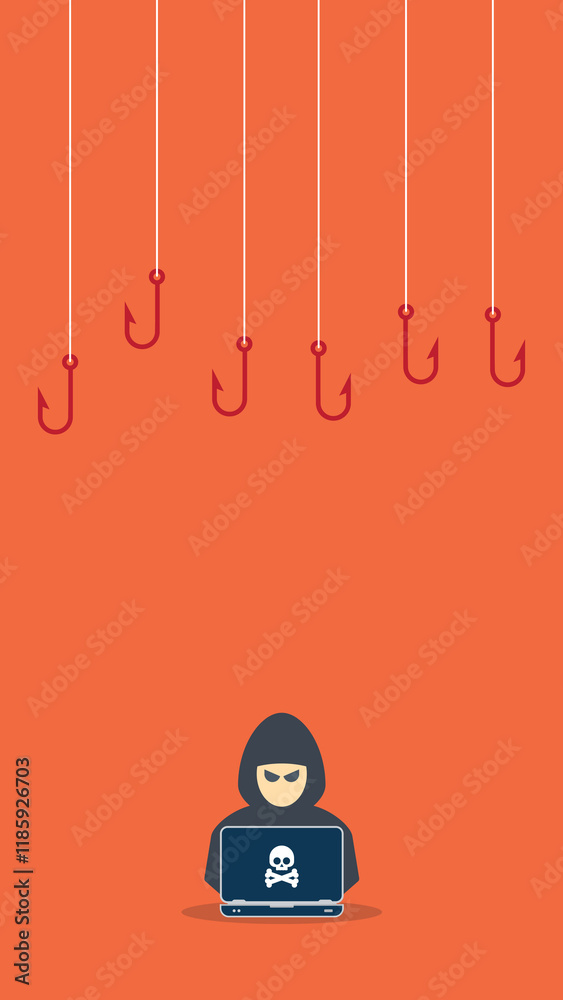 Hacker attack. Hackers and cybercriminals phishing, identity theft ...