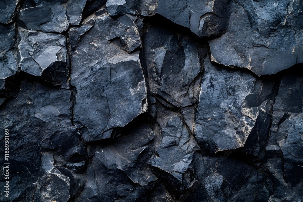 Dark basalt rock cliff texture, outdoor, background, design Stock Photo ...