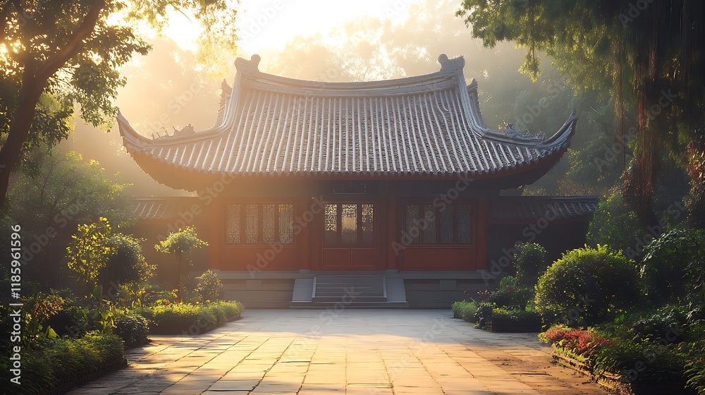 Pavilion in the forest temple, architecture, china, asia, building ...