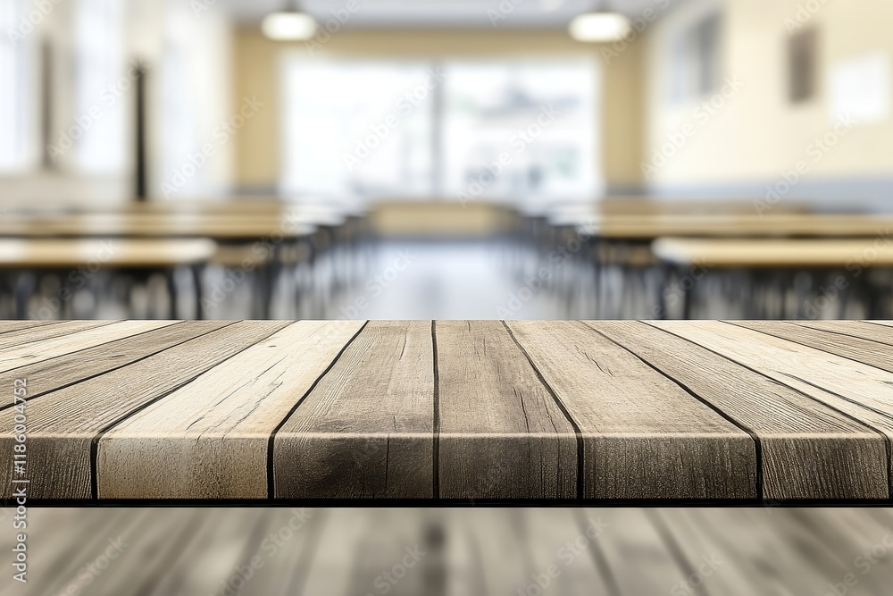 Wooden table classroom background display mockup Stock Photo | Adobe Stock