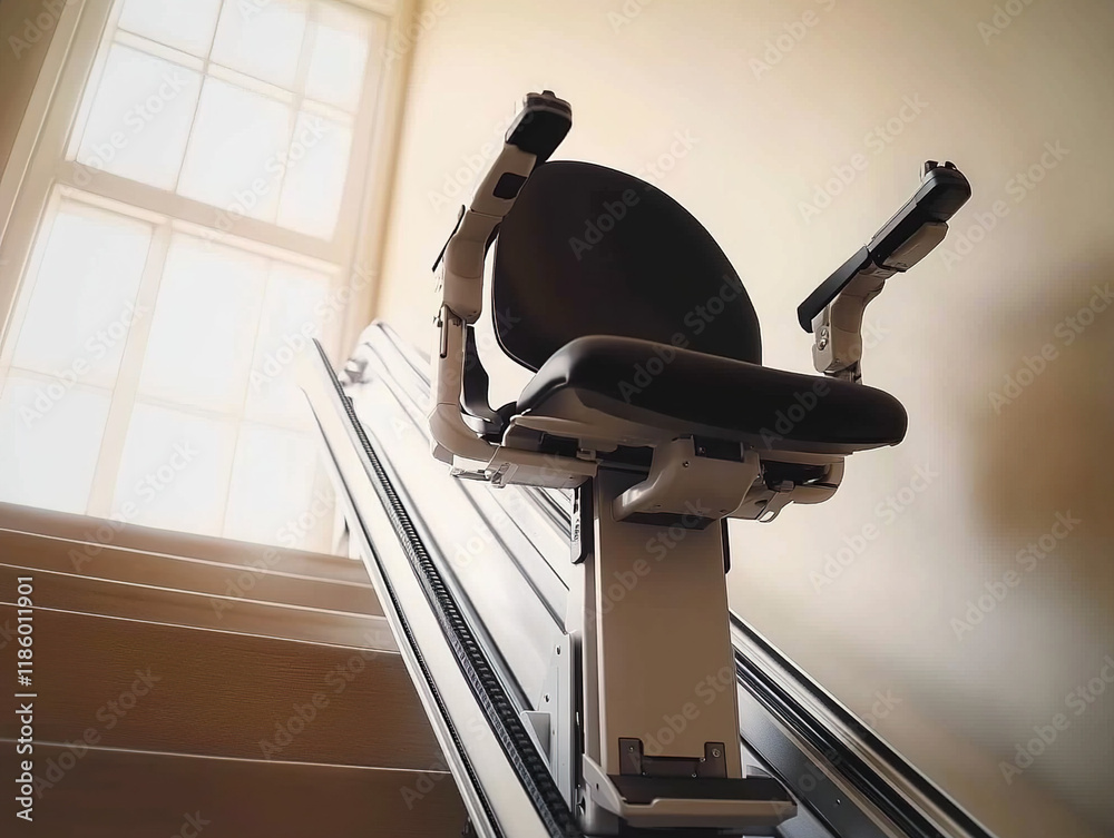 Accessibility in Modern Living: Staircase Lift with Black Chair and ...