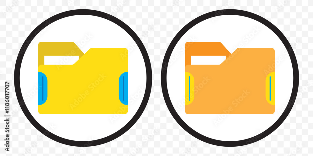 Folder icon vector set. Desktop black and yellow folder icon. Office document folder vector ...