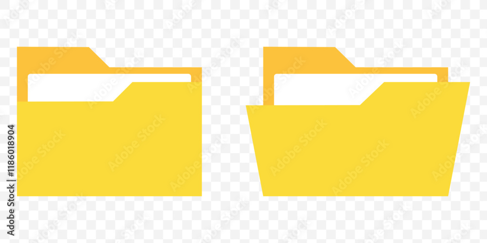 Vector de Stock Folder icon vector set. Desktop black and yellow folder icon. Office document ...