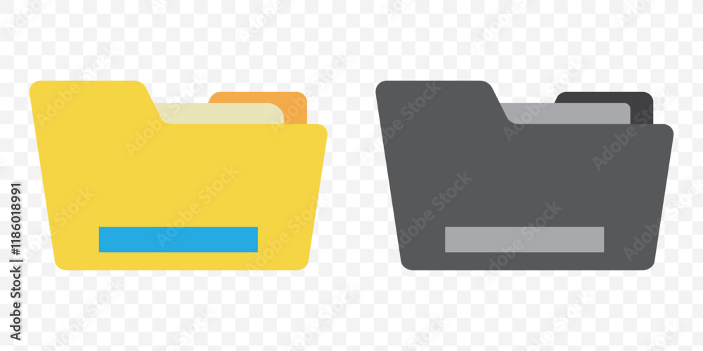 Folder icon vector set. Desktop black and yellow folder icon. Office document folder vector ...