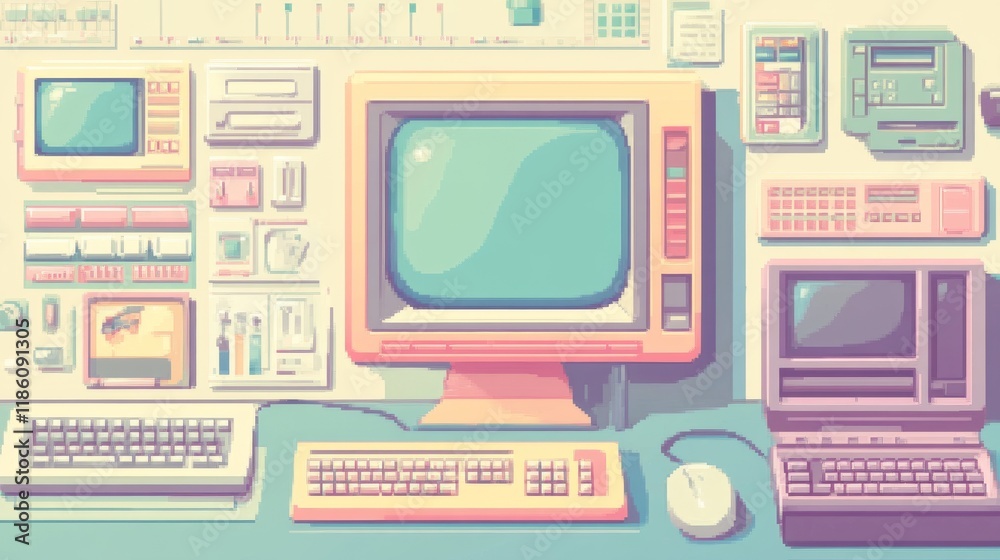 Stock-Illustration „Retro computer interface elements - cursors ...
