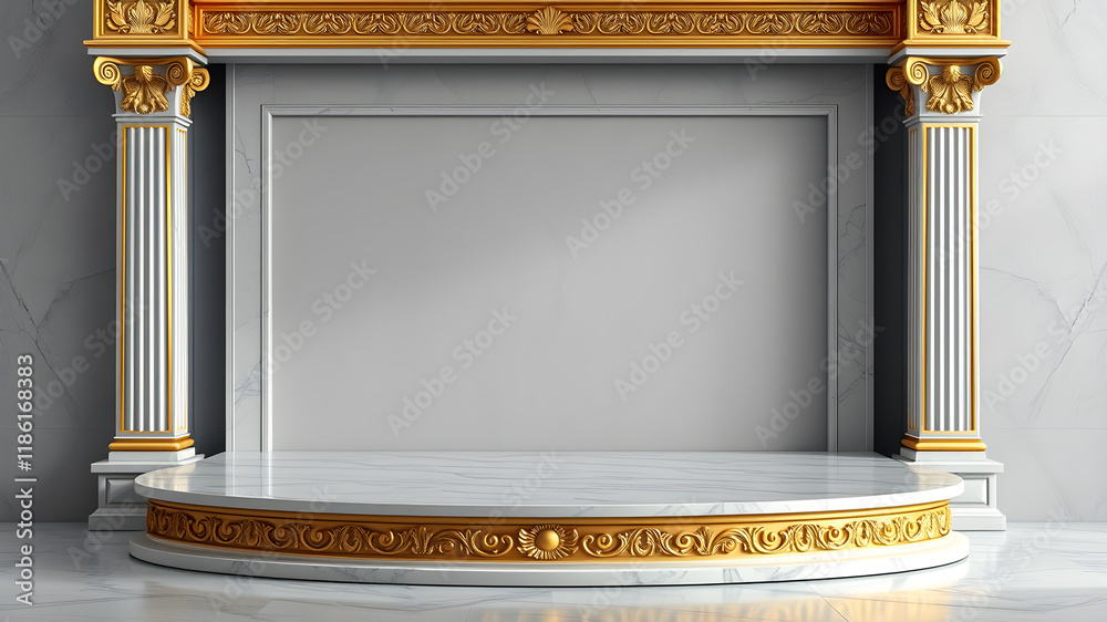 View 3D stone carving image of a beautiful marble luxury empty podium ...