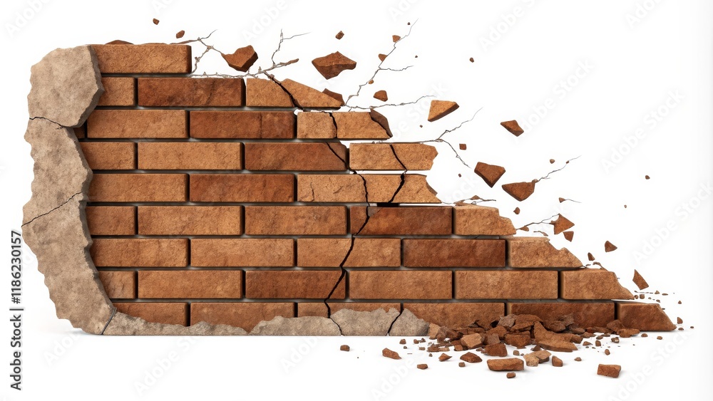 Breaking Brick Wall 3D Render, Exploding Composition, Destruction ...