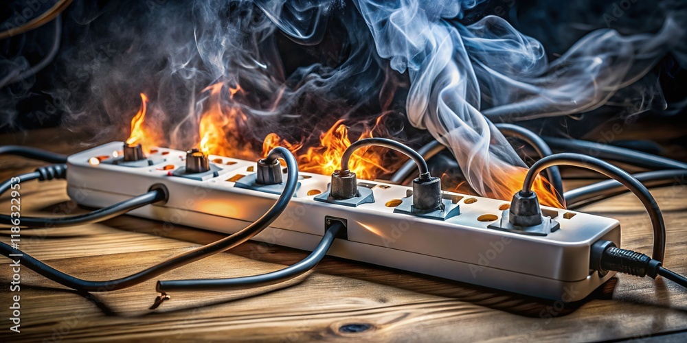 Overloaded Extension Cord Sparks Fire Hazard - Electrical Safety Risk ...