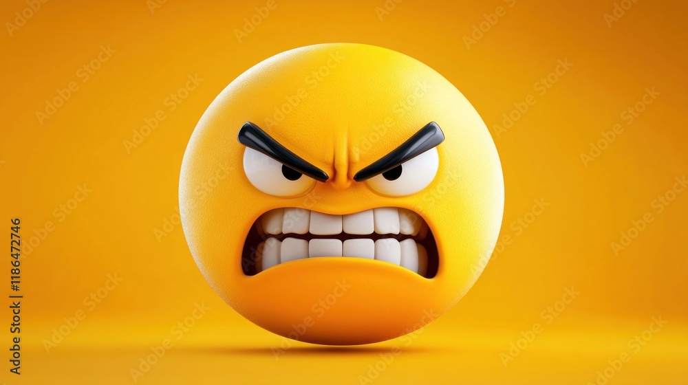 Angry emoji emoticon with clenched teeth showing a furious expression Stock Illustration | Adobe ...
