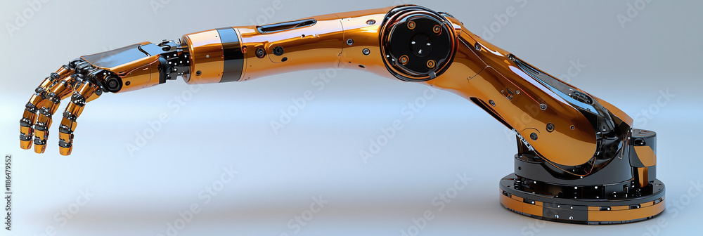 Orange Robotic Arm Metal Machine Technology Automation Industrial ...
