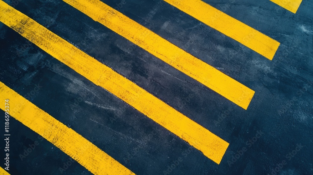 Yellow Dashed Textured Strip Lines on Dark Asphalt Road Surface for ...