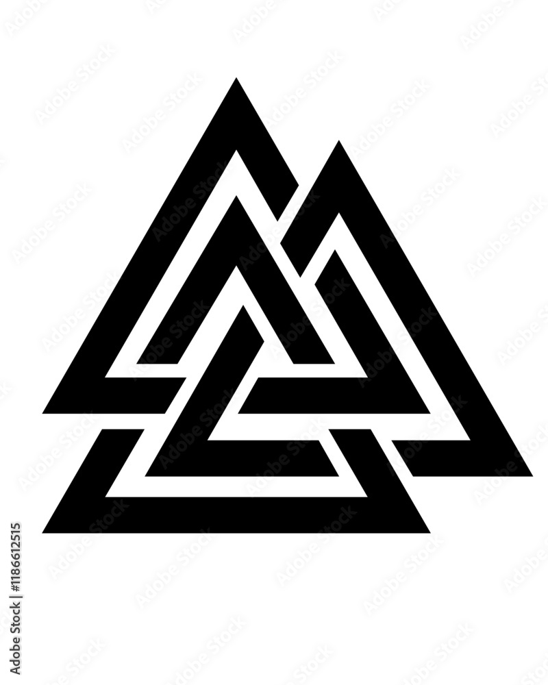 Valknut, symbol of the god Odin stencil - vector silhouette image for ...