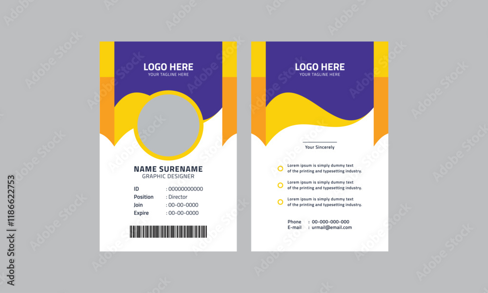 Corporate id card layout, modern company id card template Stock Vector ...