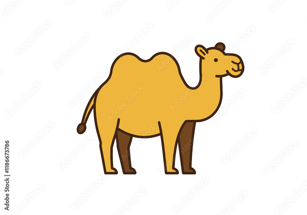 Camel Clipart Easy. A simple line art illustration of a camel, perfect ...