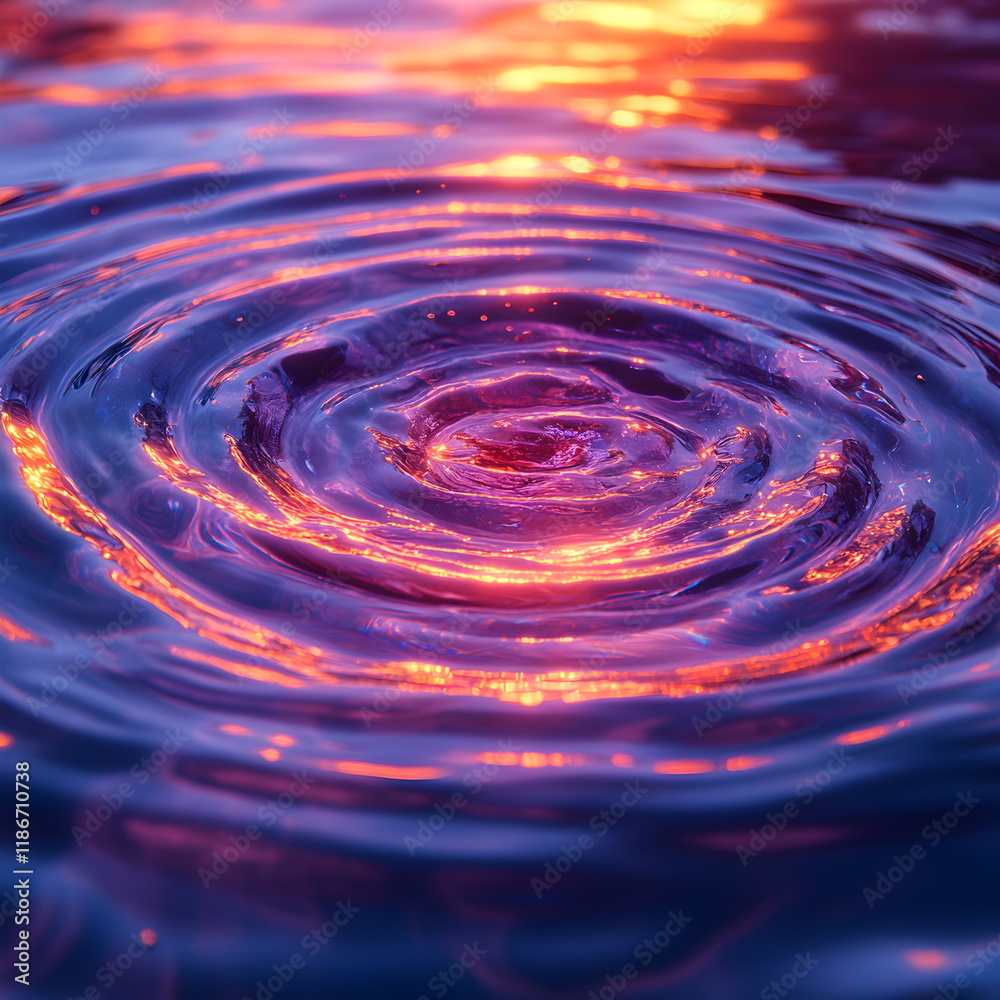 Stunning Sunset Reflection in Water Ripples: A Vibrant Macro ...