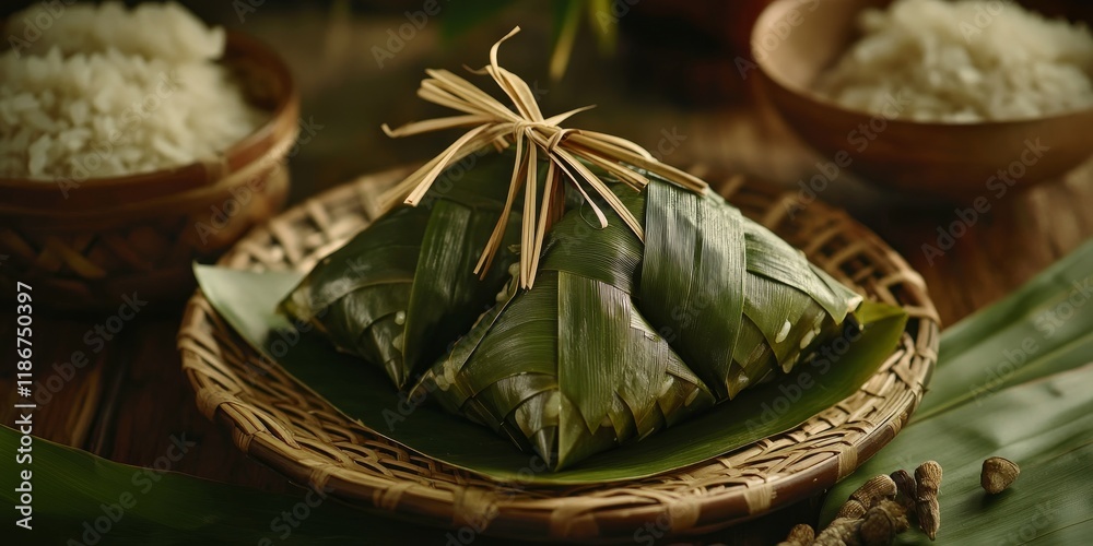 Delight in the traditional Malay dish, ketupat daun palas, featuring ...