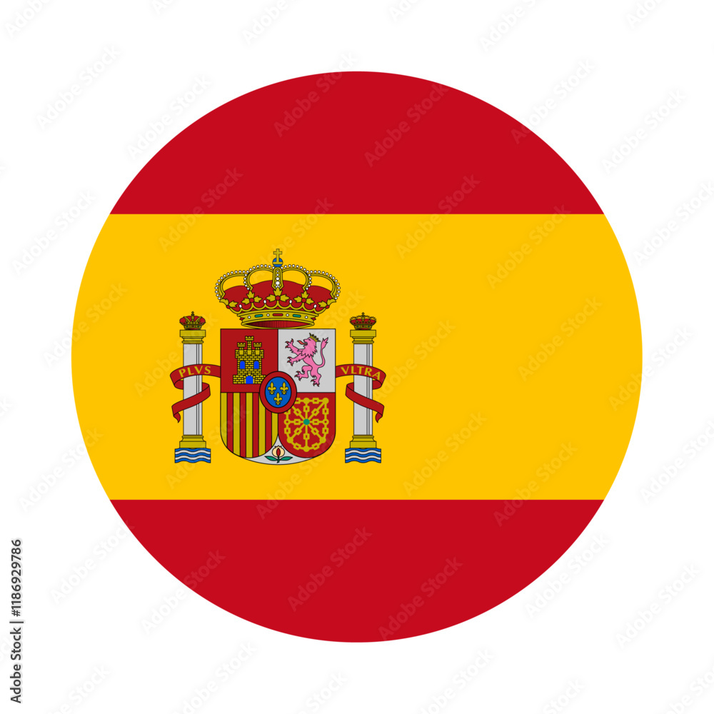Round Spain flag icon Stock Vector | Adobe Stock