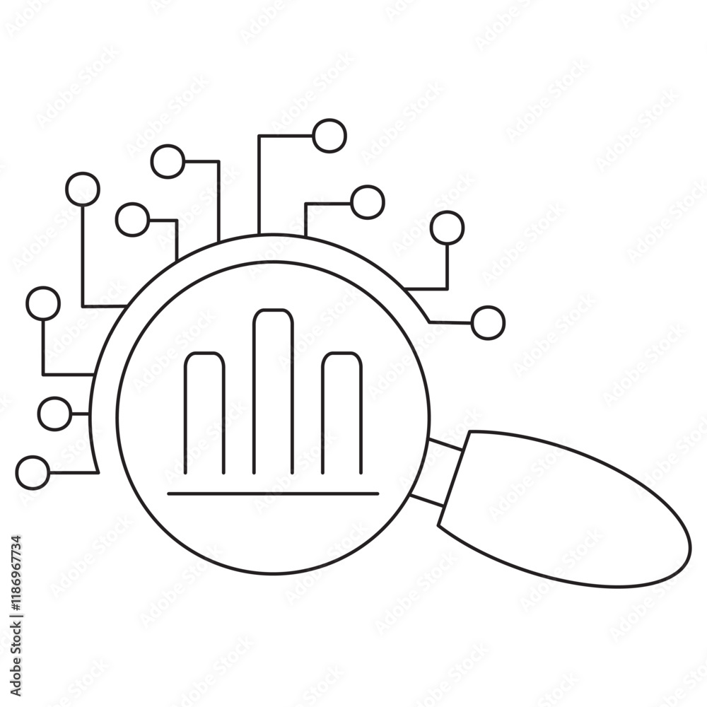 Statistics icon. Simple outline black vector pictogram with thin lines ...