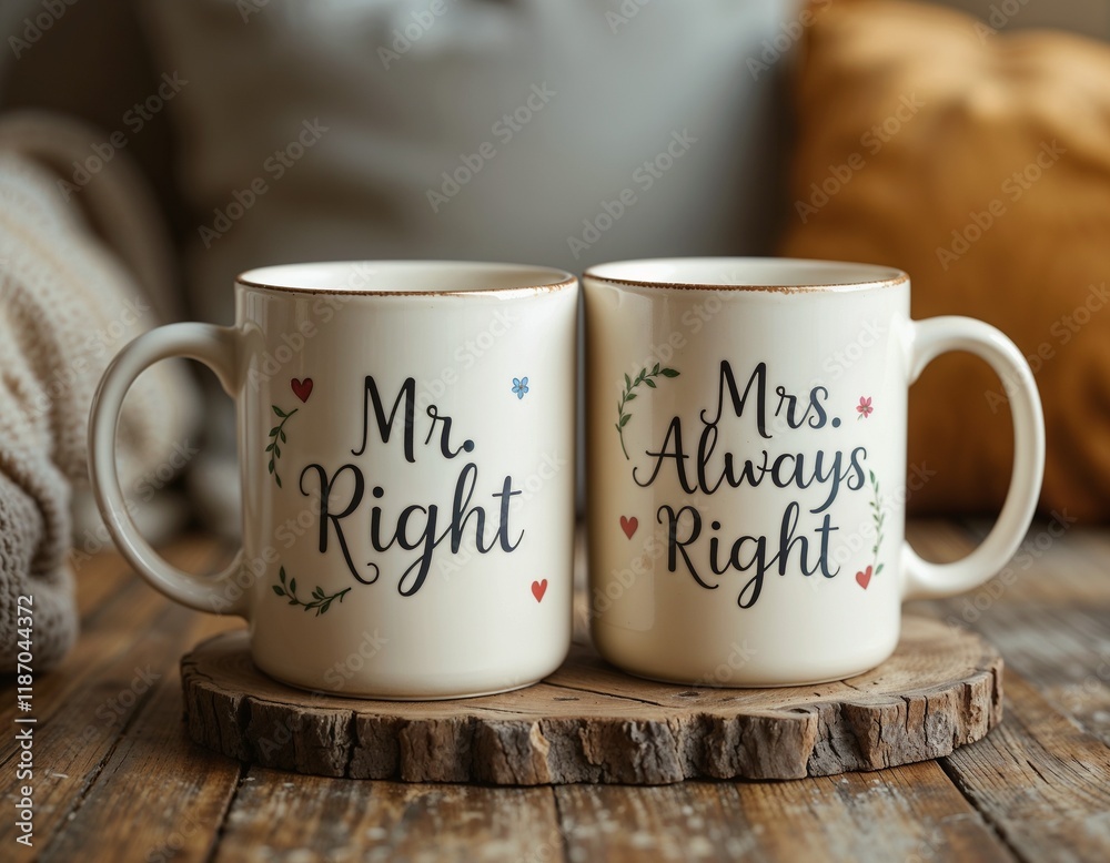 Romantic Couple Coffee Mugs in White and Gold with Playful Text on ...