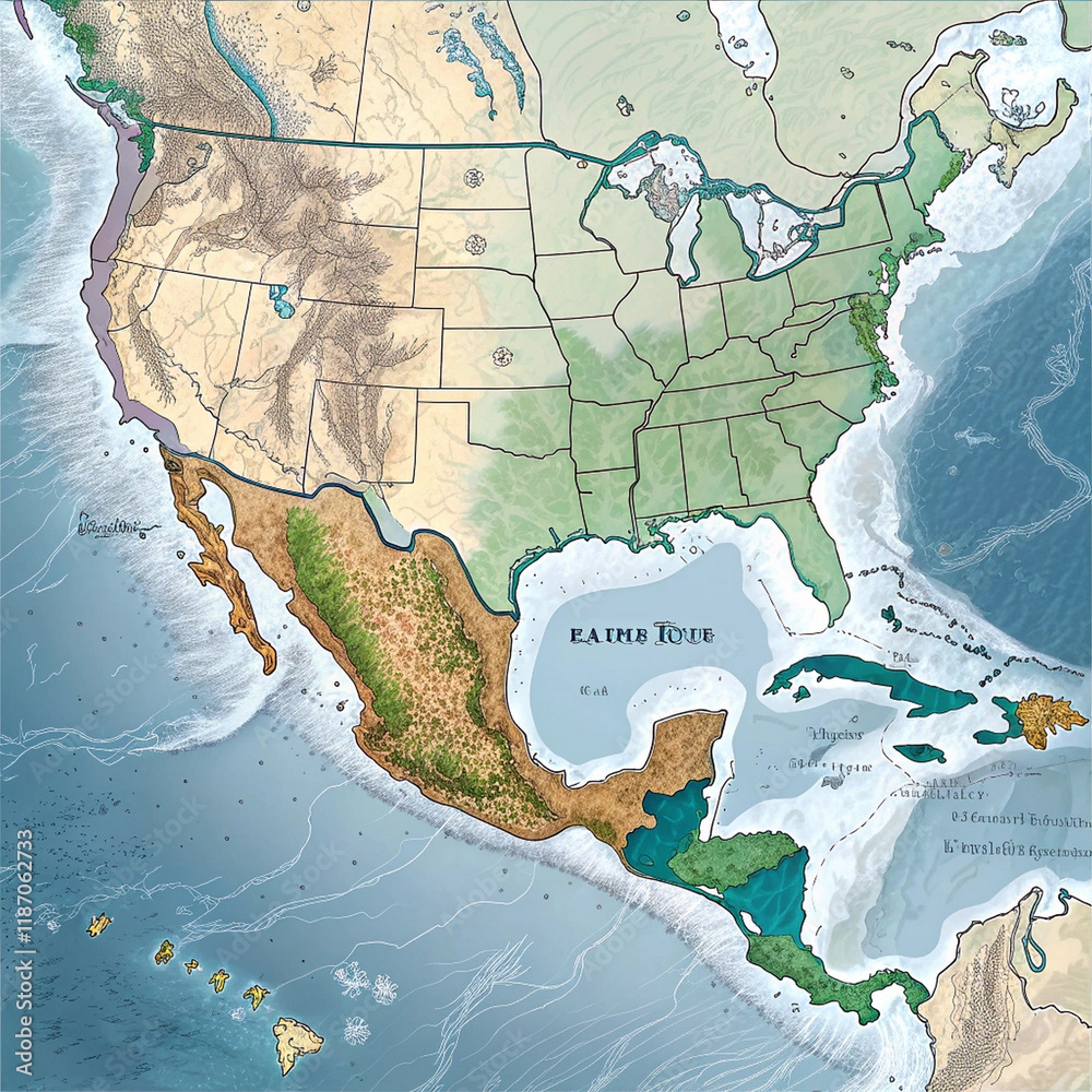 Gulf of America Country Map Illustration Stock Illustration | Adobe Stock