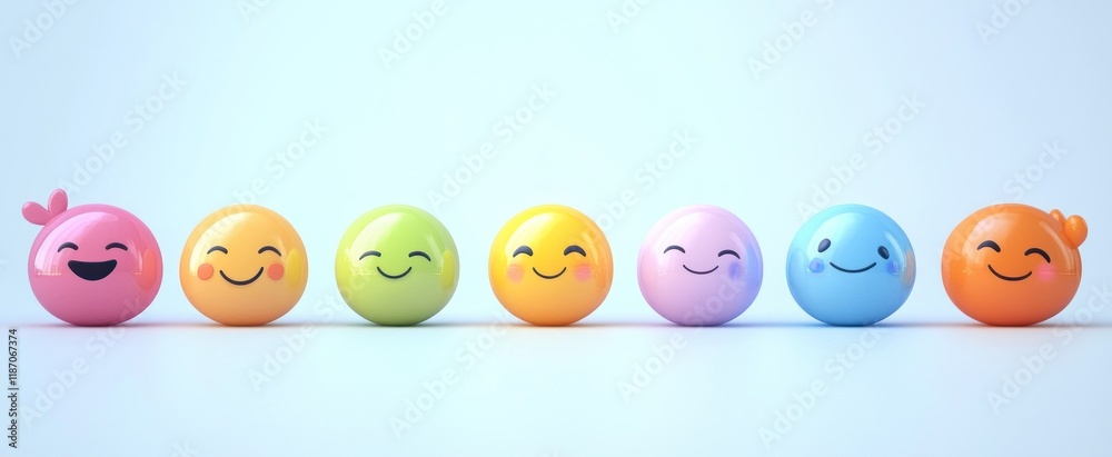 Emoji caring 3d emoticons characters vector set. Emoticon facial ...