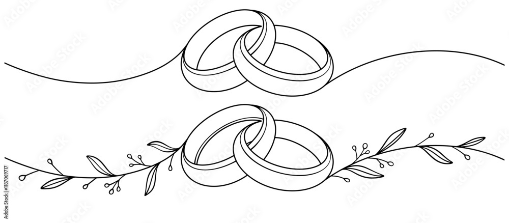 Wedding ring line art vector illustration Stock Vector | Adobe Stock