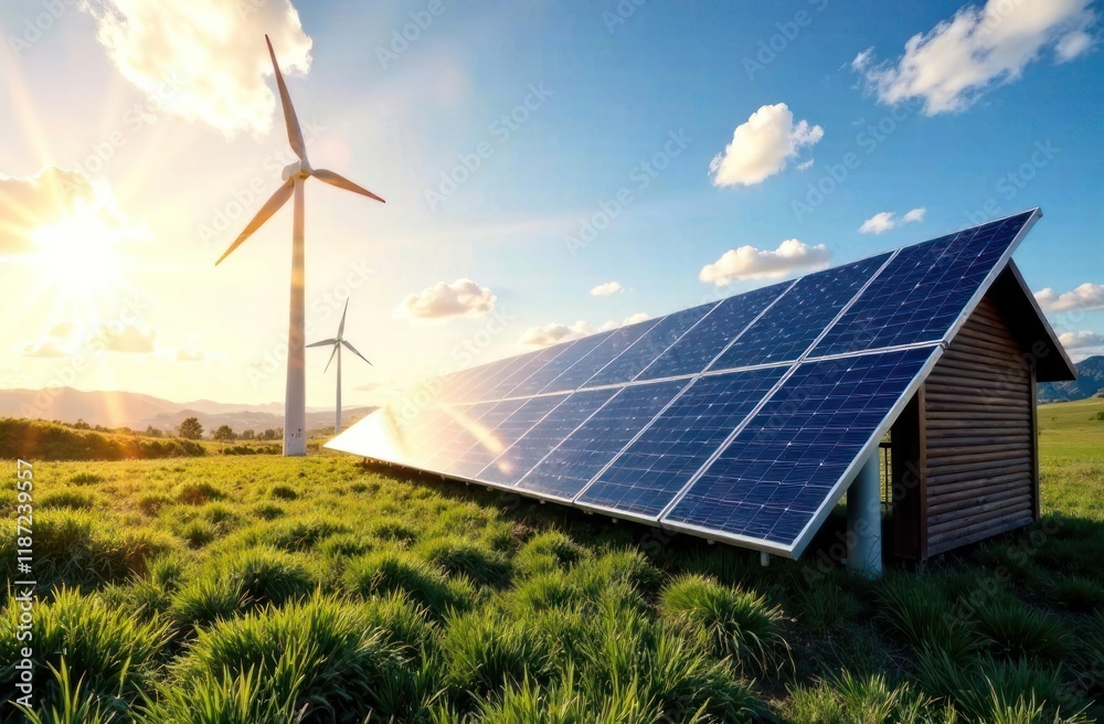 Стокове фото Solar wind powering future net zero climate action in ...