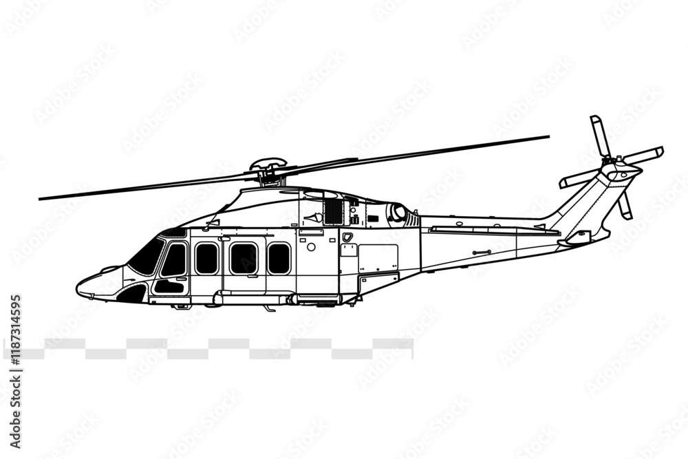 AgustaWestland AW139. Leonardo AW139. Vector drawing of medium ...