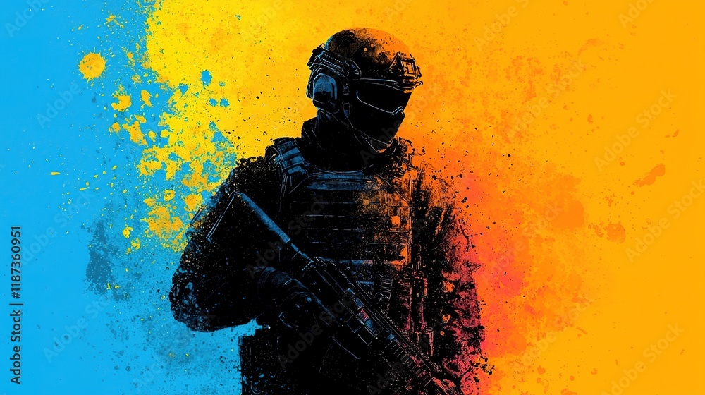 Epic tactical soldier in vivid chaos gaming wallpaper modern digital ...