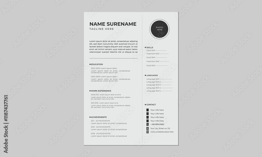 Stylish One-Page Resume Templates – Clean and Professional CV and ...