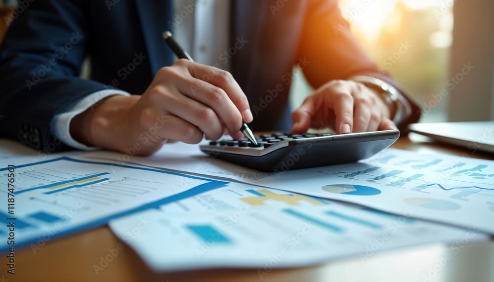 Government employee analyzes public spending data. Person uses ...