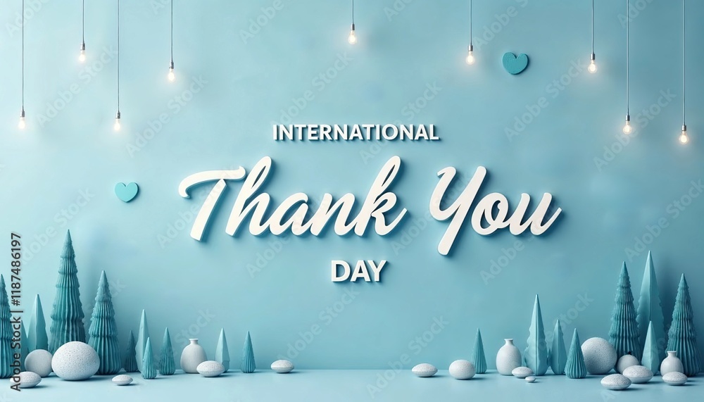 International thank you day. A blue background with white letters that ...