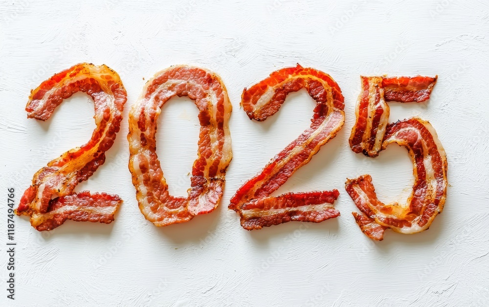 2025 crafted from crispy bacon strips, arranged perfectly to form the ...