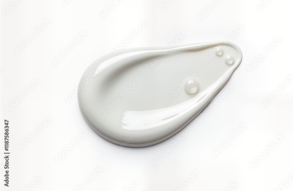 Clear cosmetic gel serum smeared, dripped on plain white background ...