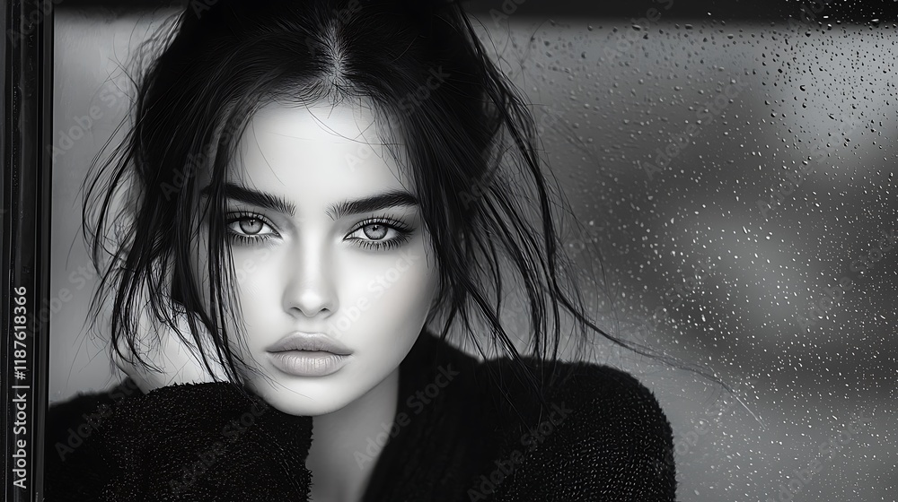 Sophisticated urban portrait, black white aesthetic, professional ...