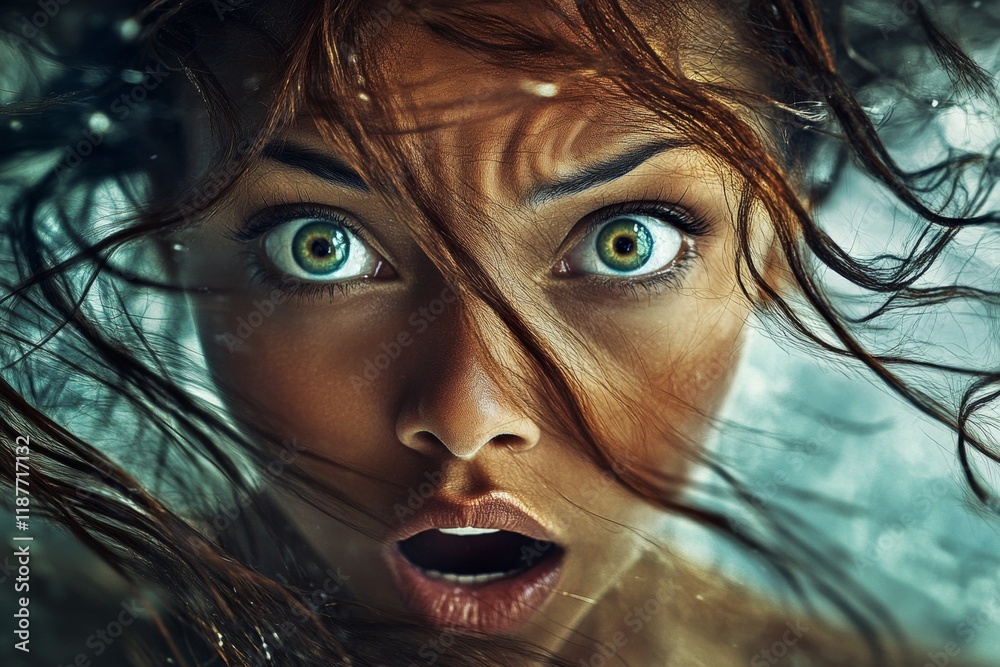 Lovely very astounded mixed-race girl - for ads, way poster and digital ...