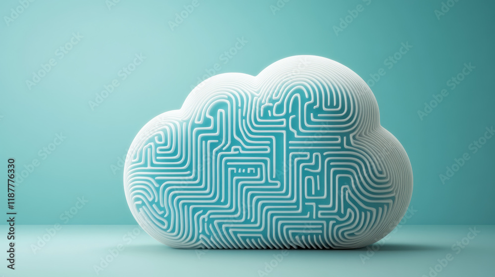 Cloud memory, A 3D visualization depicting a cloud integrated with ...