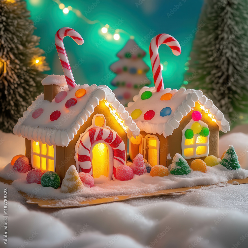 Papercraft Lightbox display of a Christmas winter wonderland Stock ...