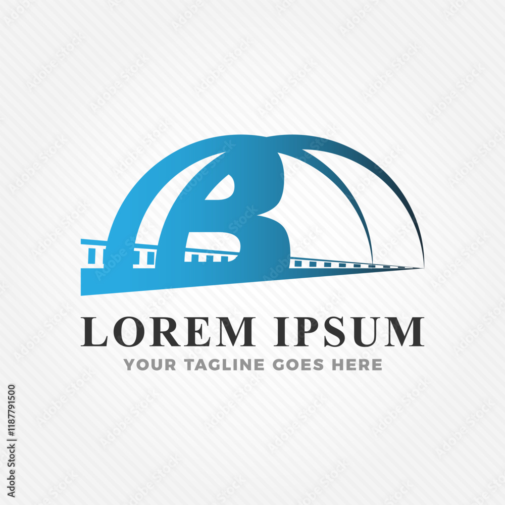 Famous bridge combined with initial letter B logo design template ...