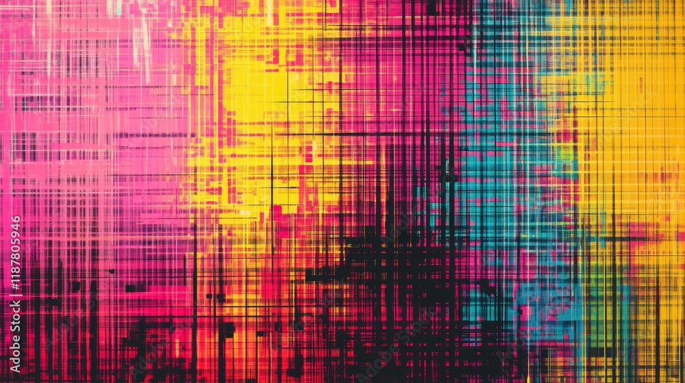 technological malfunction artwork, corrupted digital patterns ...