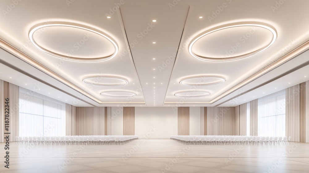 luxury conference center, high-end commercial interior, modern round ...