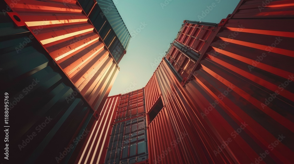 Cargo shipping containers stacked shipping freight transport import ...