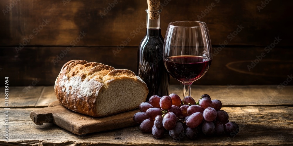 Holy Communion bread and wine symbolize the sacred tradition of sharing ...