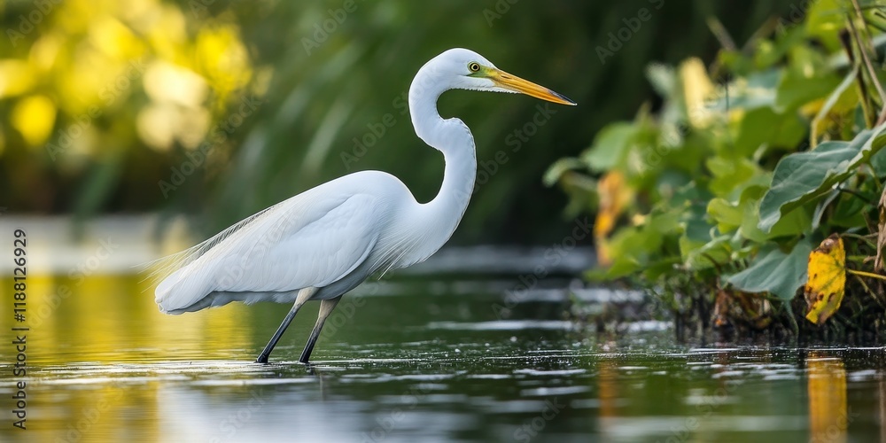 Great Egrets, also known as the great white heron, are stunning ardeid ...