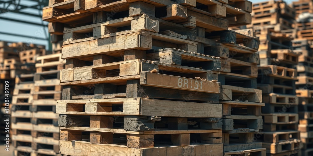 Stacked Wooden Pallets in a Warehouse, Showing the Interlocking ...